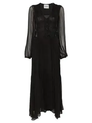 MARANT ETOILE Buttoned Sheer Maxi Dress - Black
