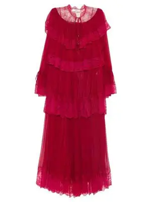Chloé Lace Tiered Maxi Dress - Pink