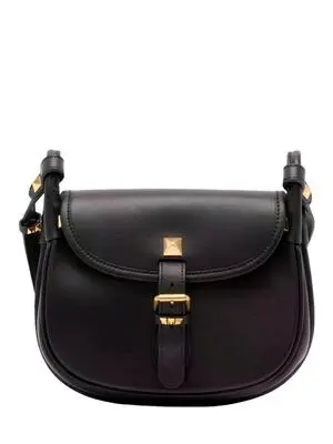 Valentino Garavani Buckle-strap Leather Shoulder Bag - Black