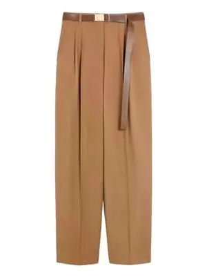 Max Mara Bergamo Pleated Belt Trousers - Brown