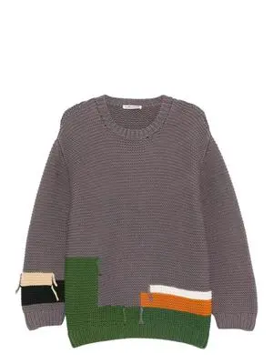 You Must Create Patchwork Sweater - Grey
