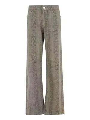 Federica Tosi Snakeskin Print Wide Leg Jeans - Neutrals