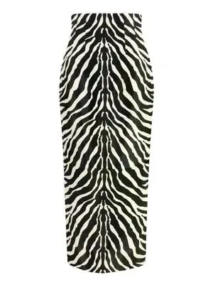 Khaite Loxley Zebra-print Midi Skirt - Black