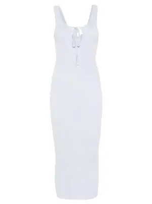Erika Cavallini Ribbed Tie-neck Dress - Blue