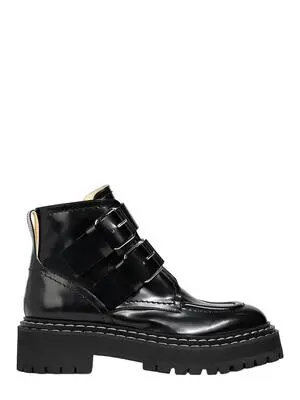 Proenza Schouler Buckled Leather Combat Boots - Black