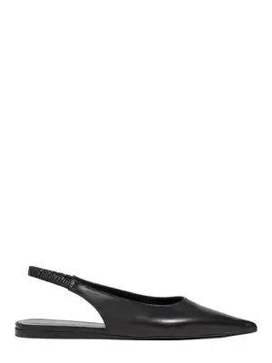Proenza Schouler Leather Slingback Pointed Toe Flats - Black