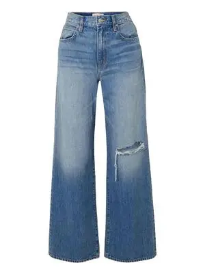 SLVRLAKE Grace Distressed Wide-leg Jeans - Mid Denim