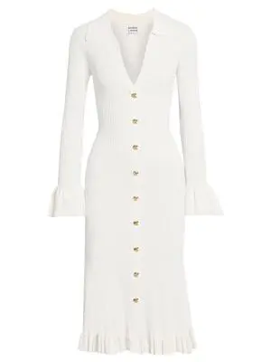 Herve Leger Hallie Embellished Ribbed-knit Midi Dress - White