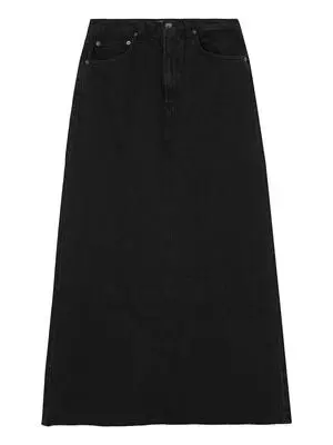 AGOLDE Hilla Distressed Denim Maxi Skirt - Black