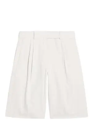 Proenza Schouler Jenny Pleated Cotton And Linen-blend Twill Shorts - Ecru