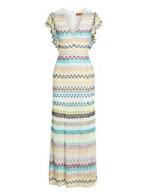 Missoni Crochet-knit Maxi Skirt With Ruffle - Azure