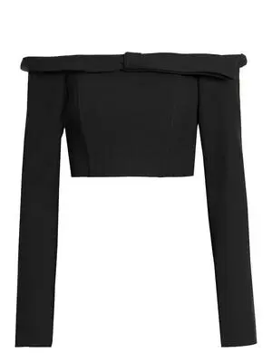 Cult Gaia Valia Off-the-shoulder Cropped Top - Black