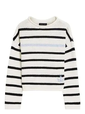 Veronica Beard Rori Striped Cotton Sweater - Off-white