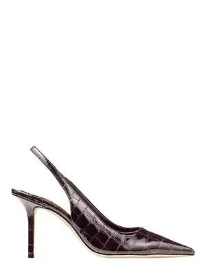 JIMMY CHOO Love Slingback 85 Croc-embossed Leather Heels - Sambuco