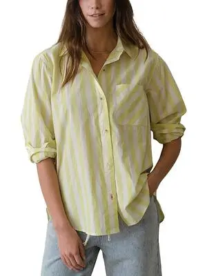 Marine Layer Jane Relaxed Shirt - Lime Stripe