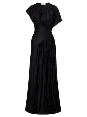 Rabanne Asymmetric Gathered Maxi Dress - Black