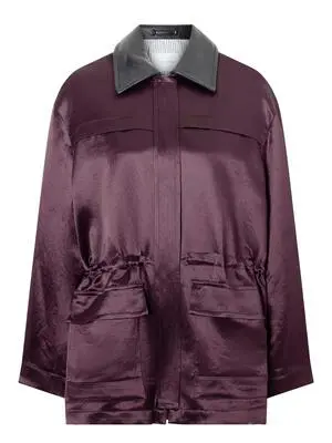 Maria Mcmanus Leather-trimmed Sateen Jacket - Purple