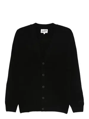 MC2 SAINT BARTH Ribbed Wool Cardigan - Black