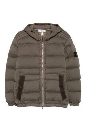 Stone Island Padded Down Jacket With Hood - Military Green