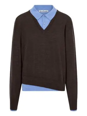 Acne Studios Layered Wool Polo Sweater - Brown