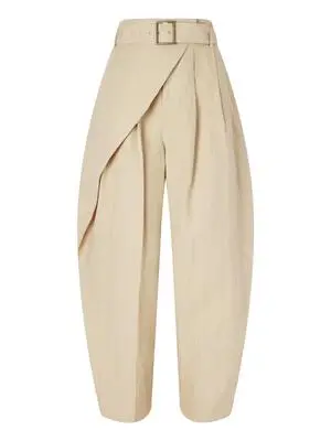 Polo Ralph Lauren Belted Pleated Linen Tapered Pants - Brown