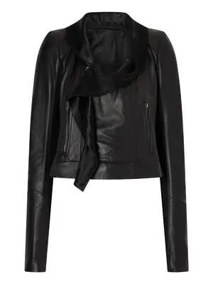 Rick Owens Satin Twill-trimmed Leather Biker Jacket - Black