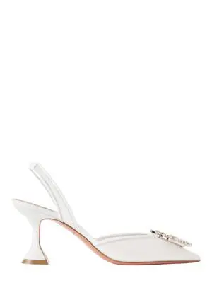 Amina Muaddi Begum Crystal-embellished Slingback Pumps - White