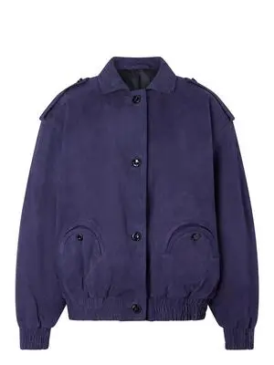 BLAZÉ MILANO Viva Charlie Padded Suede Bomber Jacket - Navy
