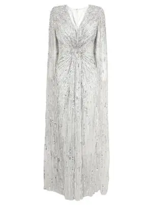 Jenny Packham Symphony Cape-effect Embellished Tulle Gown - Ivory