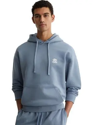 REISS Conlin Monogram Relaxed Hoodie - Powder Blue