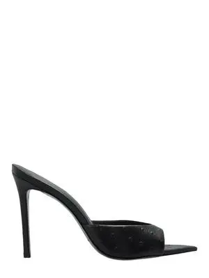 BLACK SUEDE STUDIO Textured Leather Peep Toe Sandals - Black