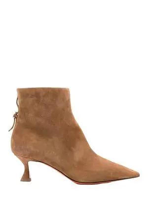 Santoni Point-toe Suede Boots - Neutrals