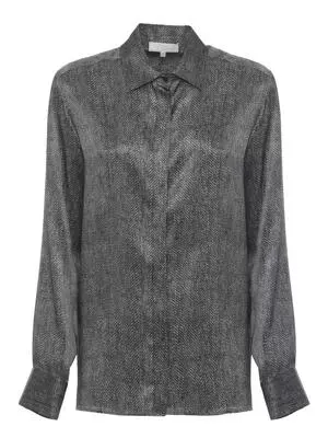 Antonelli Firenze Herringbone Button Shirt - Grey