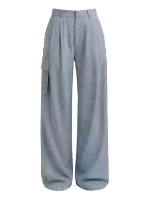 Tibi Pleated Wool Trousers - Grey