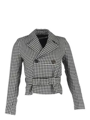 ALEXANDER MCQUEEN Gingham-Checked Belted Blazer