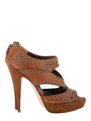 Miu Miu Studded Platform Pumps - Brown