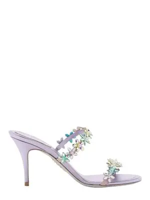 Rene Caovilla Eva Floral-detail Heeled Sandals - Purple
