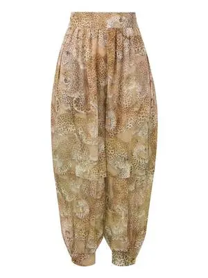 Zimmermann Leopard Print Silk Trousers - Neutrals
