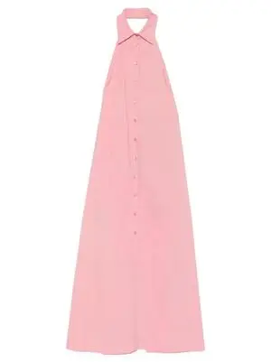 Erika Cavallini Buttoned Halterneck Maxi Dress - Pink