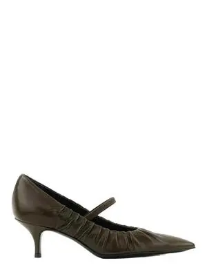PAUL WARMER Vendome Ruched Strap Pumps - Green