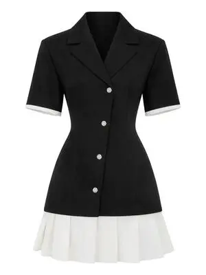 Manière De Voir Baya Pleated-skirt Blazer Mini Dress - Black