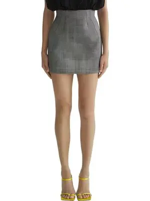 MUGLER Checked Mini Skirt - Grey