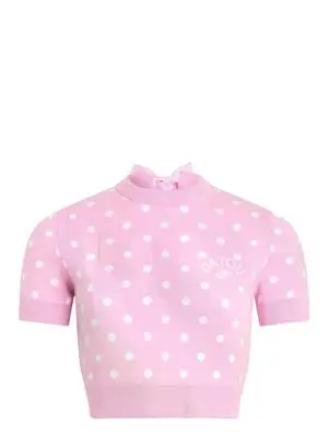 Patou Polka-dot Knitted T-shirt - Pink