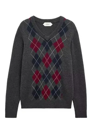 Pringle Of Scotland Argyle V-neck Sweater - Grey