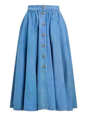 Patou Buttoned Maxi A-line Skirt - Blue