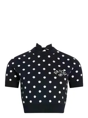 Patou Polka-dot Knitted T-shirt - Black