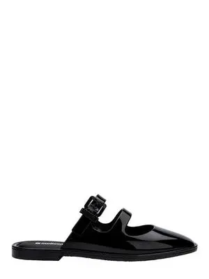 Melissa Buckle-strap Flat Mules - Black