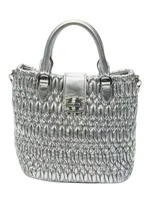 Miu Miu Logo-detail Tote Bag - Silver