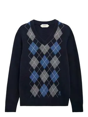 Pringle Of Scotland Argyle V-neck Sweater - Blue