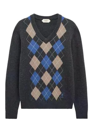 Pringle Of Scotland Argyle V-neck Sweater - Grey